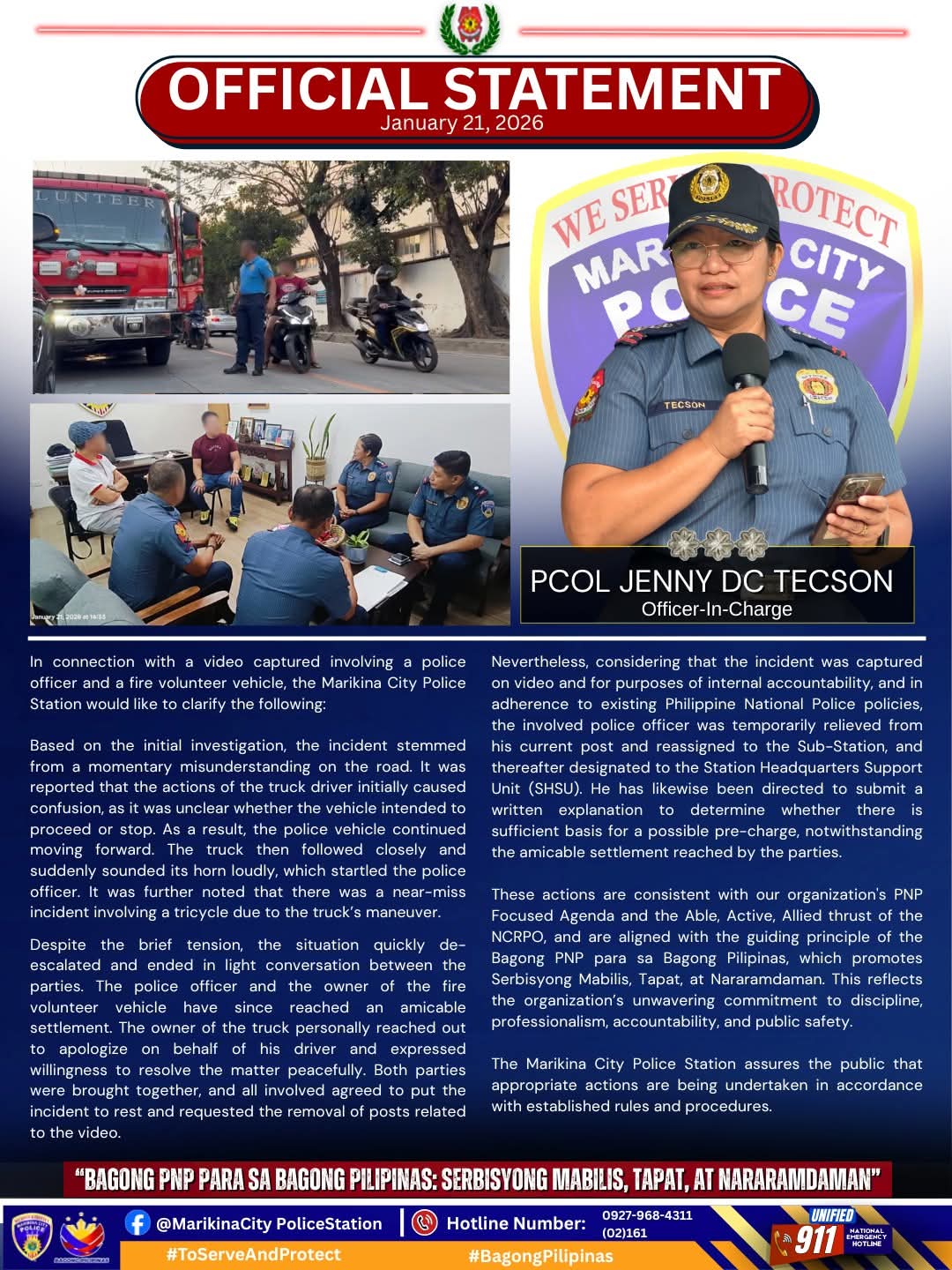 Marikina cop relieved after fire truck blockage incident – Tempo
